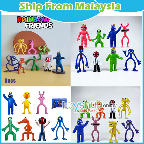 6pcs Anime Rainbow Friends Figures Game Character Model Cartoon Blue ...