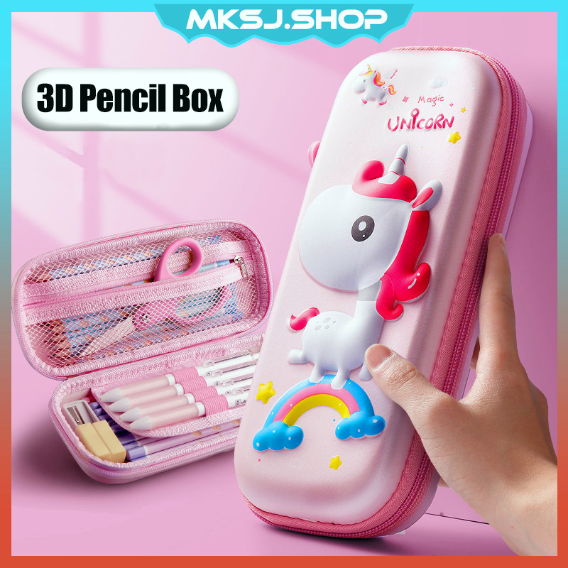 Pencil Box 3D Cartoon Unicorn Cute Pencil Case Kawaii School Stationery ...