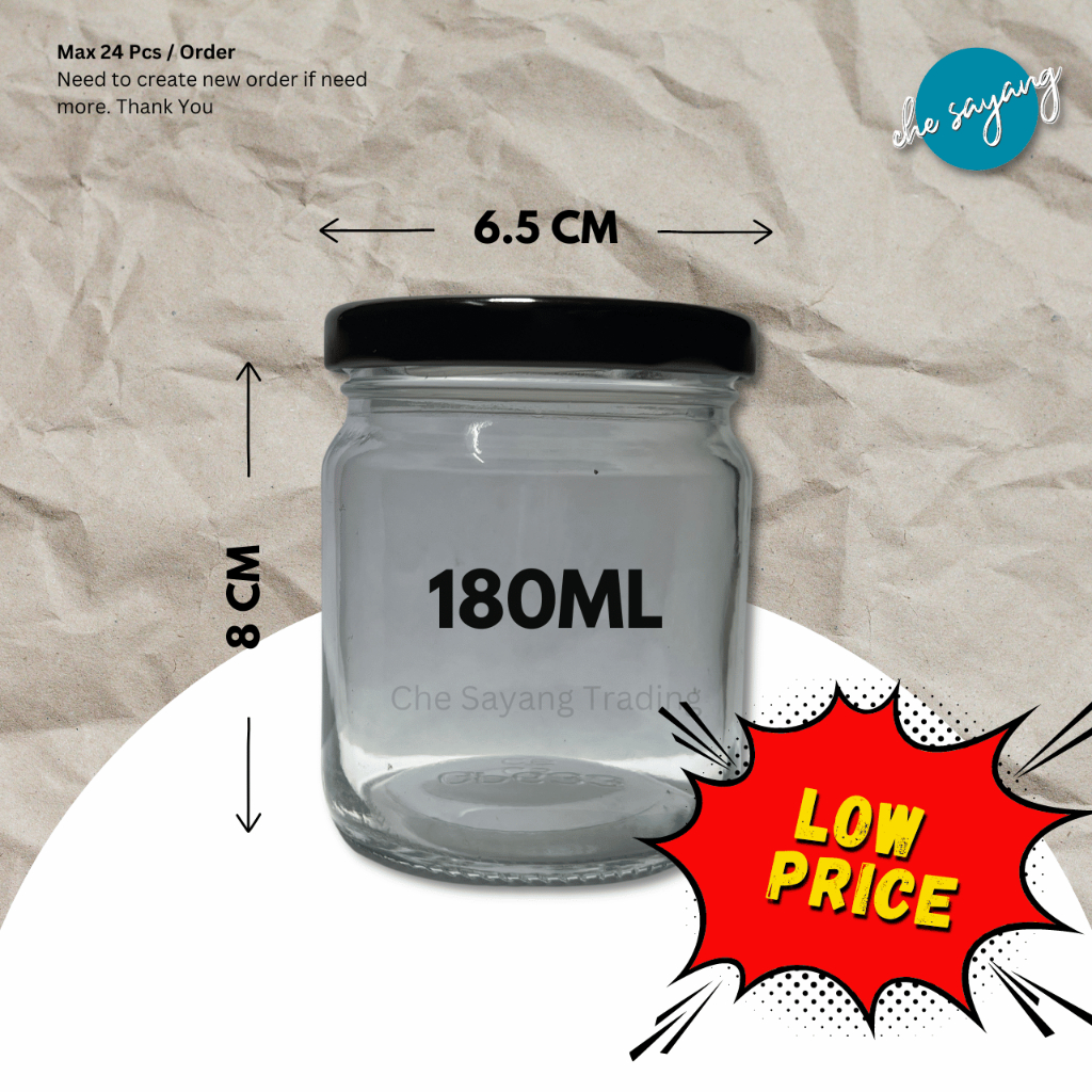 (180ml) Balang Kaca / Balang Goodies Atau Balang Sambal / Glass Jar (6 ...