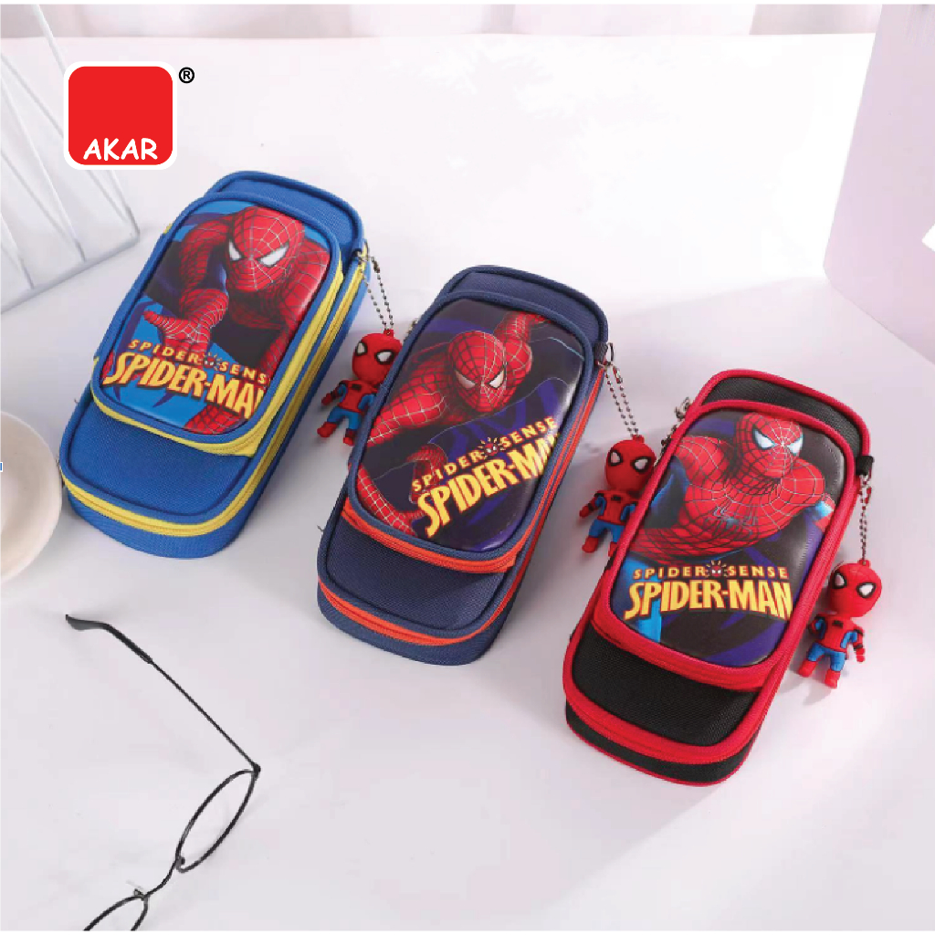 Spider Man Pencil Case Pencil Box Pencil Pouch with soft rubber pendant ...