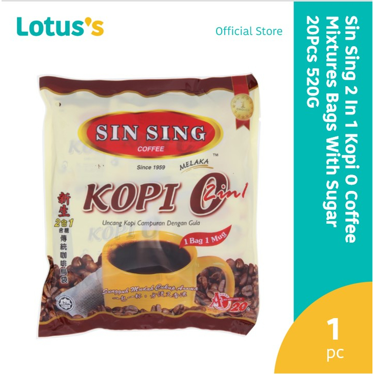 Sin Sing 2 In 1 Kopi O Coffee Mixtures Bags With Sugar 20Pcs 520G ...