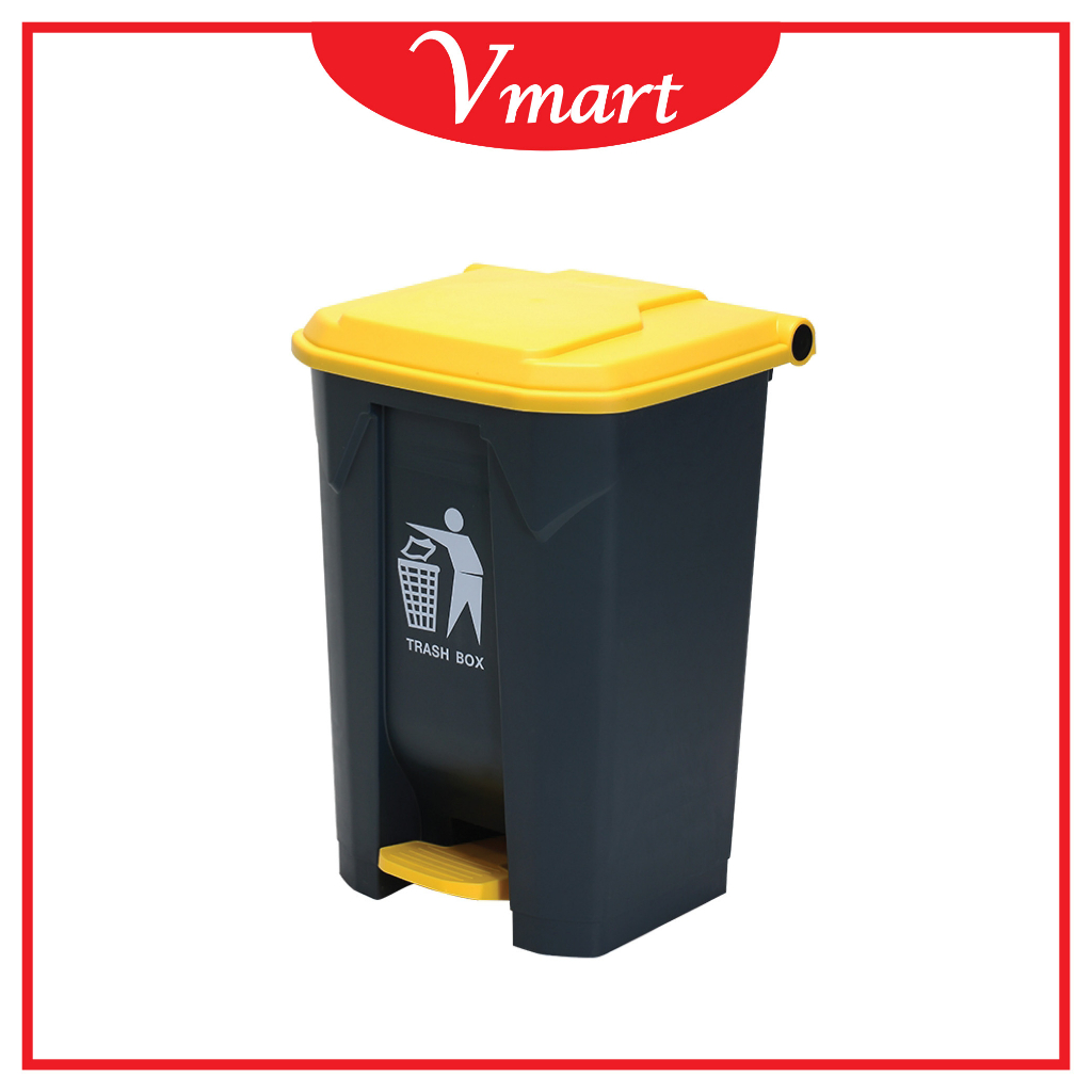 100L Grey Dustbin / Black Pedal Dustbin / Foot Step Dustbin / Garden ...