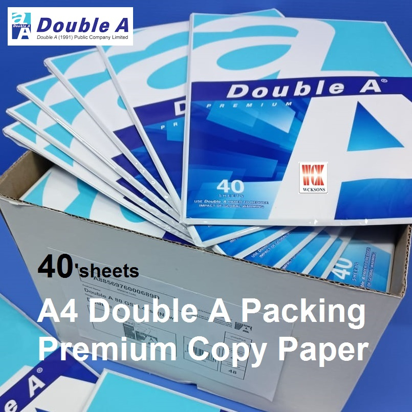 DOUBLE-A PREMIUM A4 PAPER ( 80GSM / 40 SHEETS ) | Shopee Malaysia