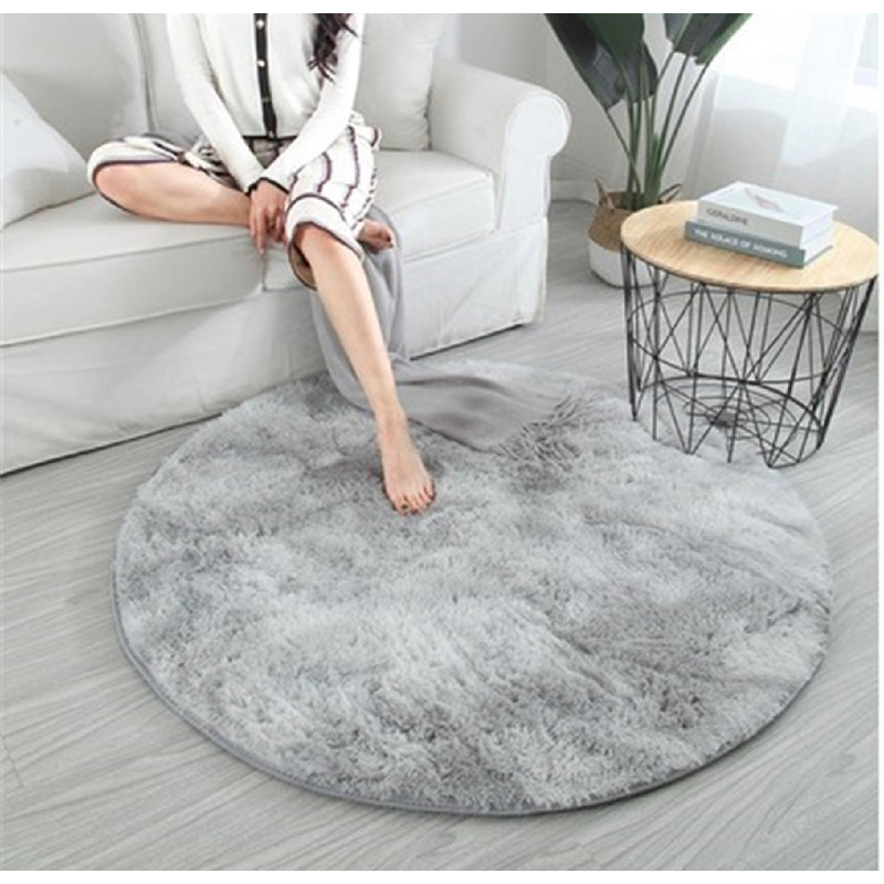 Round Shape Shaggy Fluffy Floor Mat Carpet Bedroom Carpet Living Room ...
