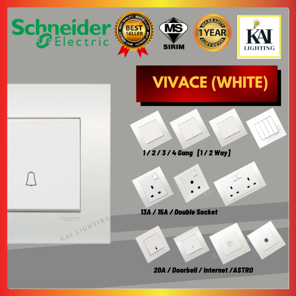 [Sirim] Schneider Electric Vivace (White) Switch Switches Socket Outlet ...