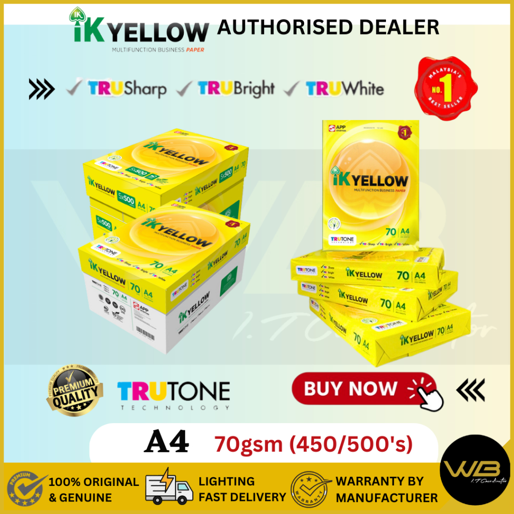 IK Yellow Copier Paper A4 (70gsm x 450's/500's) | Shopee Malaysia