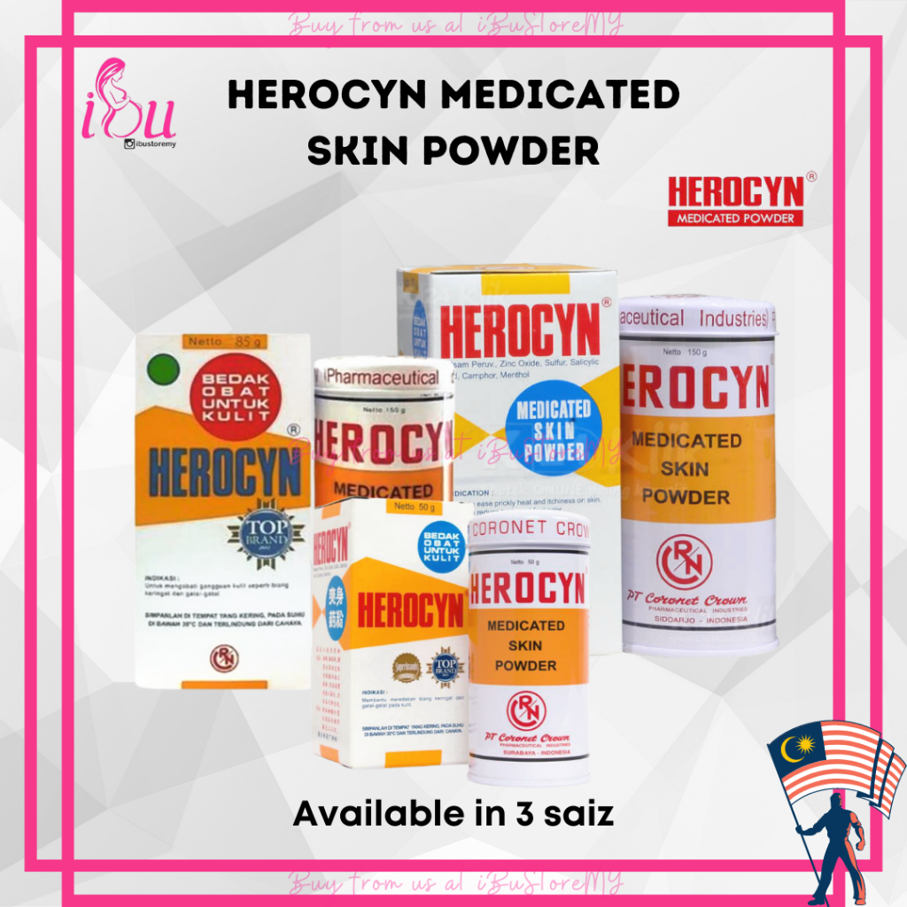 Herocyn Skin Powder 50g 85g 150g Bedak Obat Untuk Kulit Bedak Herocyn ...