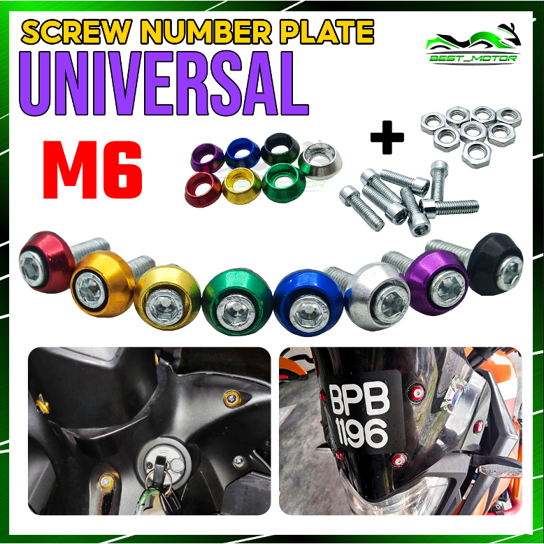 M6 NUMBER PLATE SCREW MOTOR UNIVERSAL ALLEN KEY NUT SKRU LESEN PLATE ...