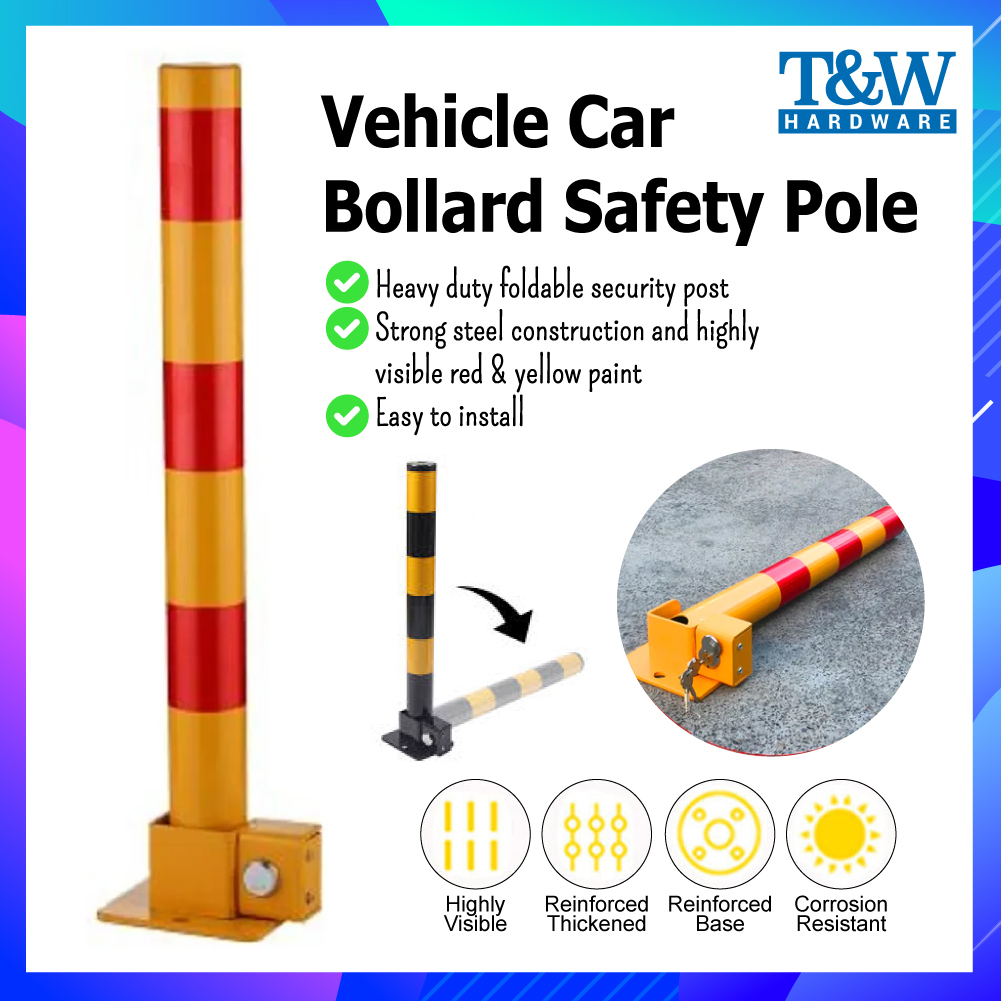 New Car Bollard Safety Post Lock Spring Parking Barrier Fold Down ...