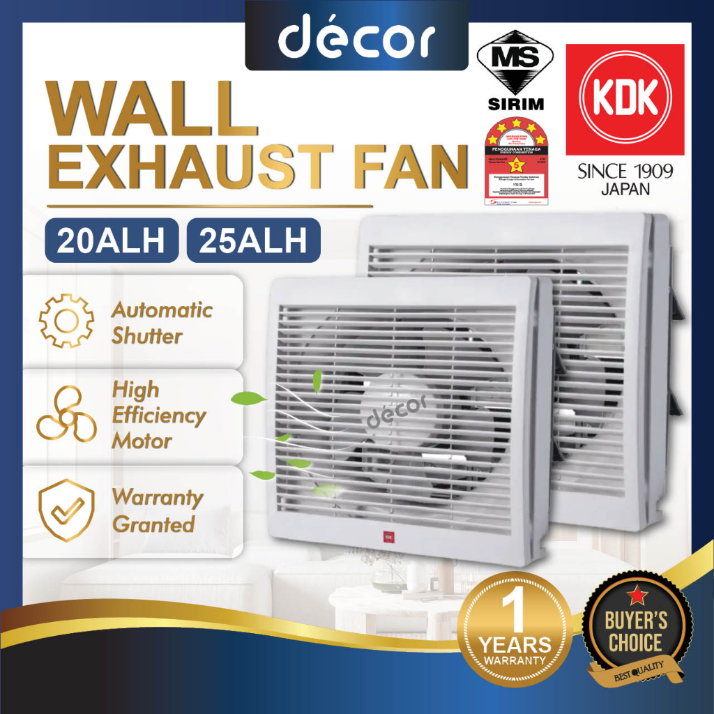 KDK 20ALH 8''20cm / KDK 25ALH 10''25cm Wall Exhaust Ventilating Fan ...
