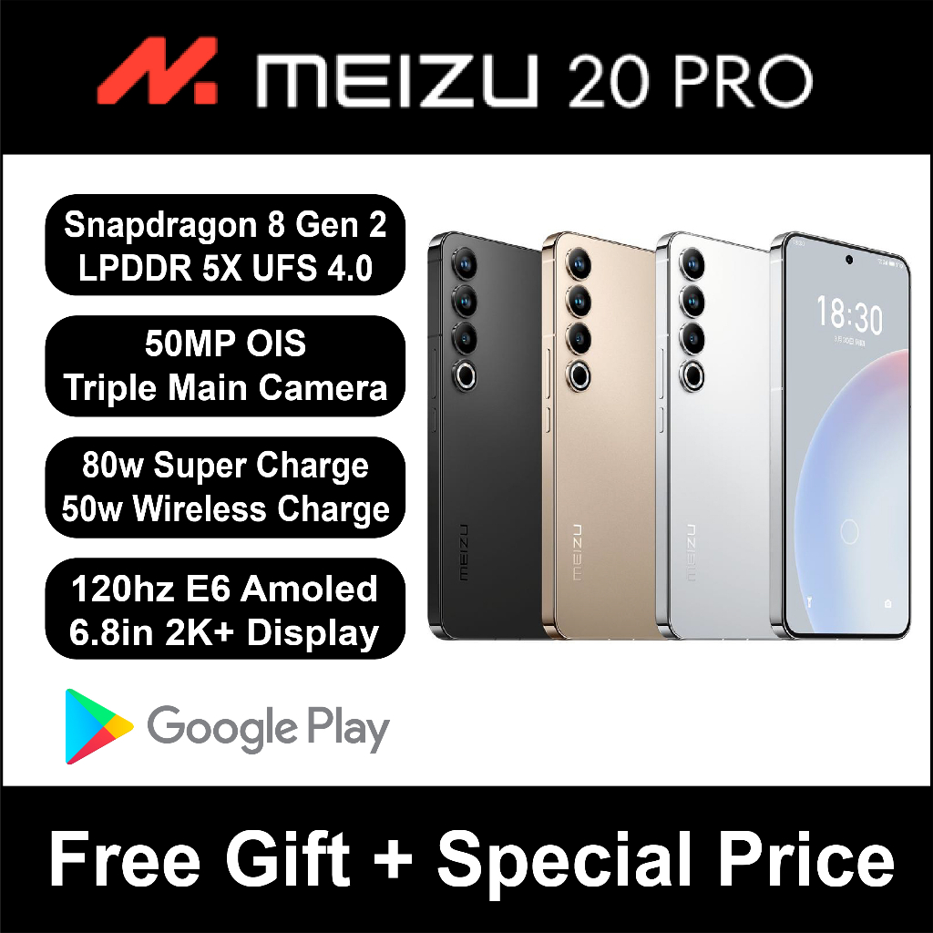 【NEW】Meizu 21【S8 Gen 3, 6.55in AMOLED】20 Pro 5G【S8 Gen 2, 6.8in 2K+ Amoled】 LPDDR5X UFS 4.0 ...