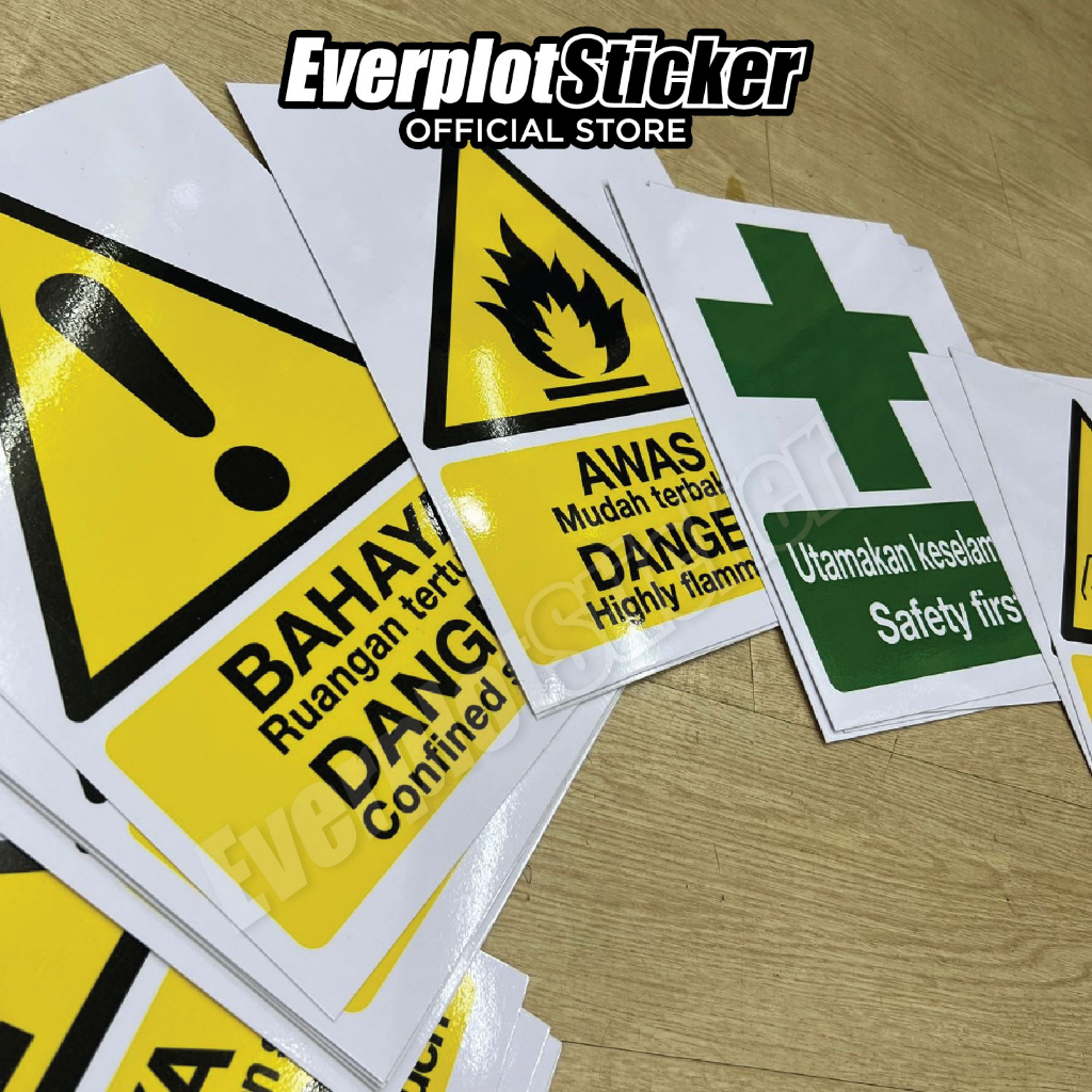 Safety Warning Sign Indoor Outdoor Building Plastic Sticker Label ...
