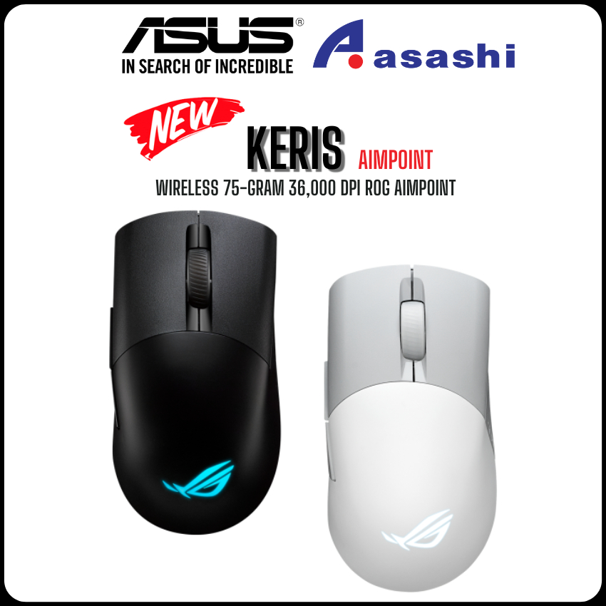 ASUS ROG Keris Wireless AimPoint Sensor Gaming Mouse 36000 DPI with ROG SpeedNova Wireless and ...