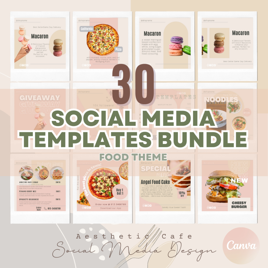 Instagram Canva Template Aesthetic Cafe Food Theme Restaurant Menu ...