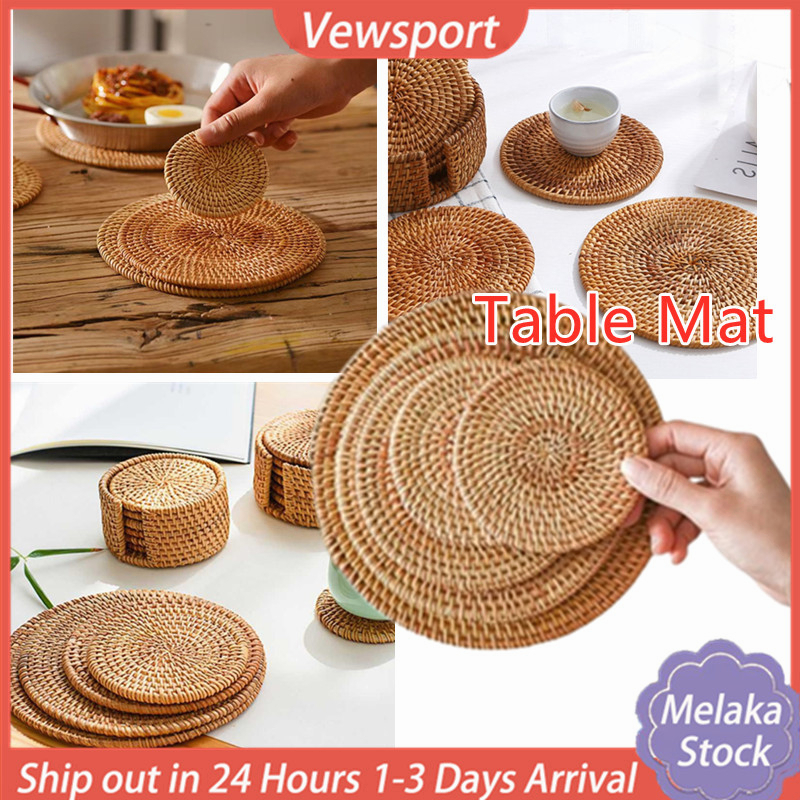 Insulation Handmade Rattan Coasters Coffee Cup Pad Cup Mat Kitchen ...