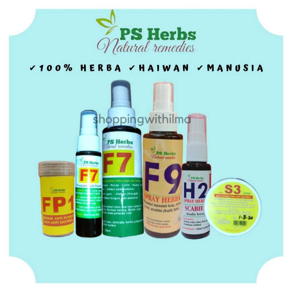 PS Herbs Ubat Spray F7 Untuk Kucing Kurap Kudis Fungus Kerapu Sporo ...