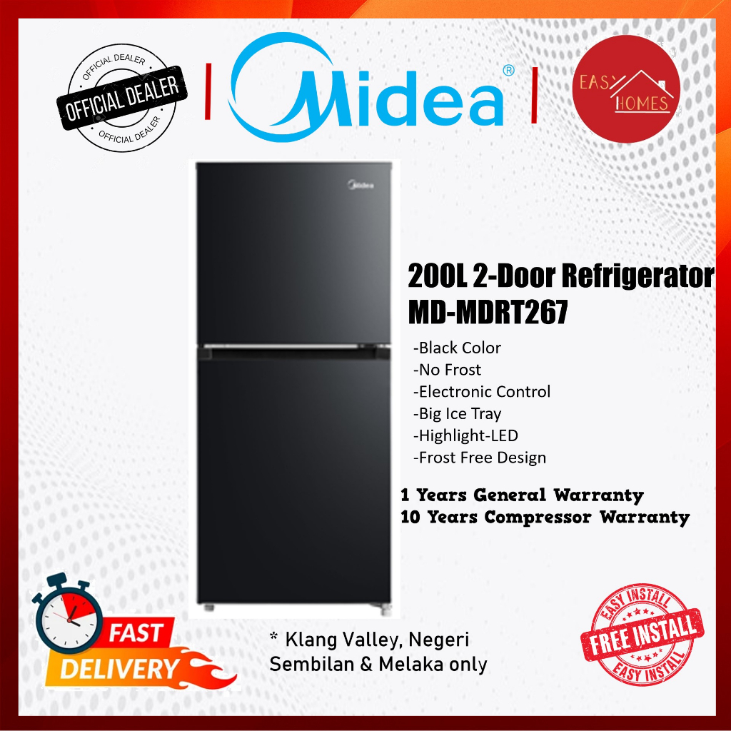 Midea Inverter 2 Door Fridge 179L MDRT267 | Shopee Malaysia