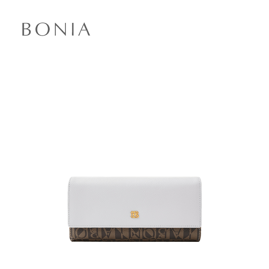 Bonia Silver Grey Lydia Monogram Long 3 Fold Wallet | Shopee Malaysia