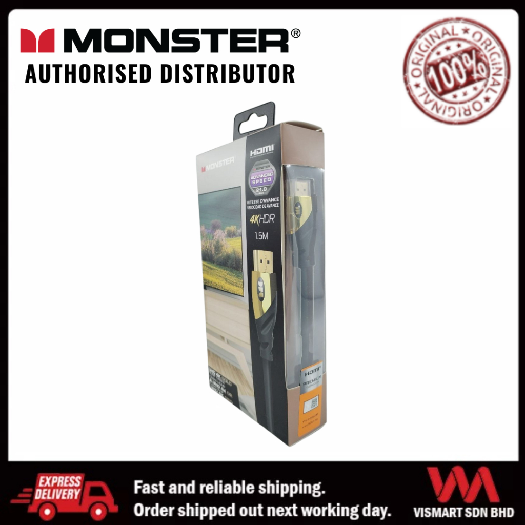 MONSTER ESSENTIALS Gold Plated UHD 4K HDMI Cable 1.5M PME4-H015 ...