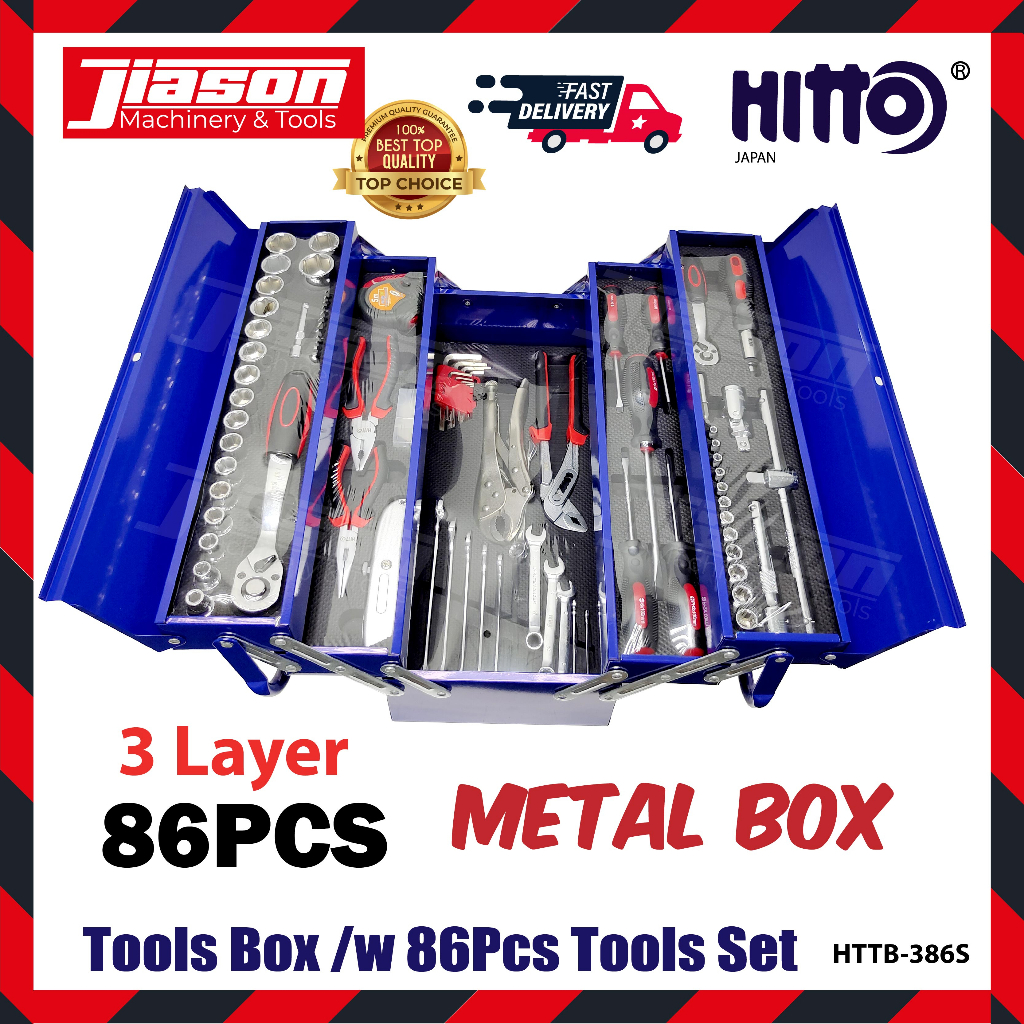 HITTO HTTB-386S 3 Layer Tools Box w/ 86PCS Tool Set | Shopee Malaysia