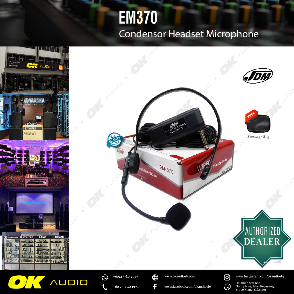 JDM Wired Condensor Headset Microphone EM-370 Microphone-For-Iman ...