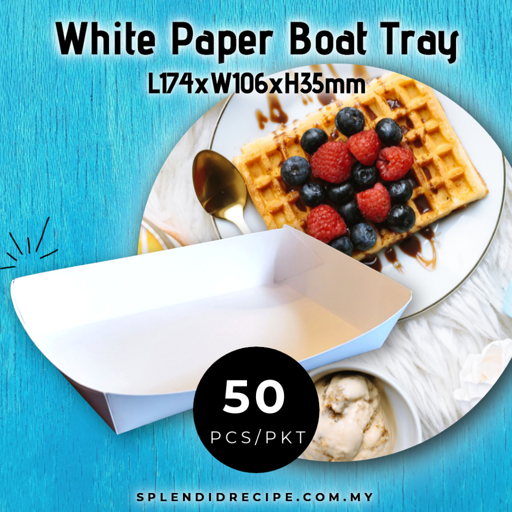 Big Tree Kraft / White Paper Boat Tray L174 x W106 x H35mm (50 pcs ...