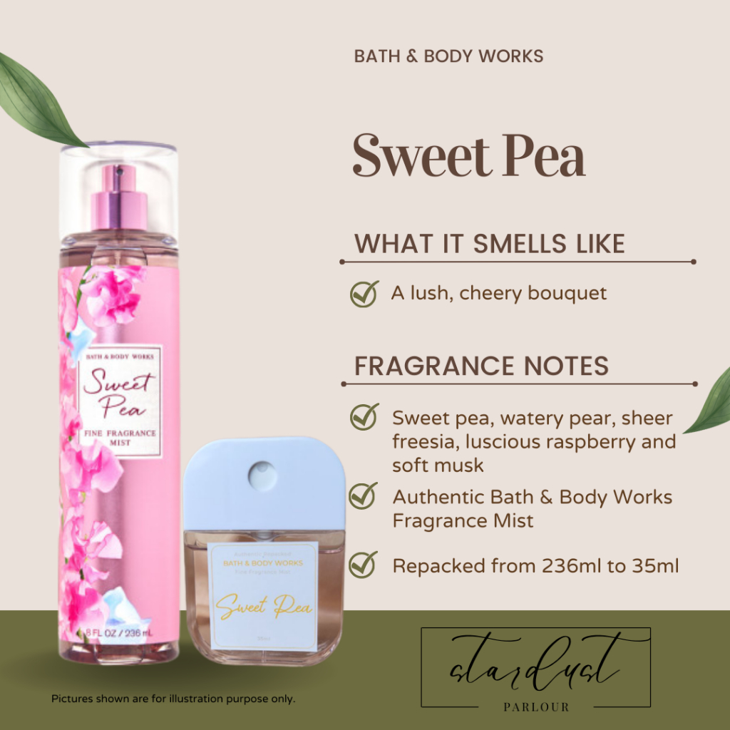 Authentic Bath & Body Works Body Mist Sweet Pea Repack 35ml [Ready ...