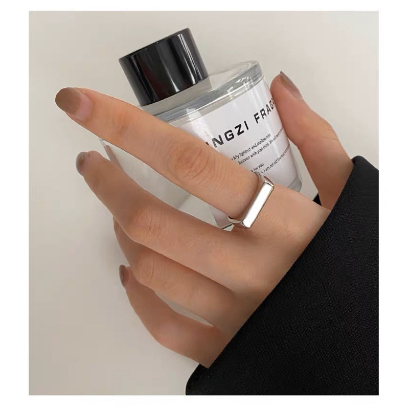 korean s925 silver square shape minimal design ring (size adjustable) | Shopee Malaysia