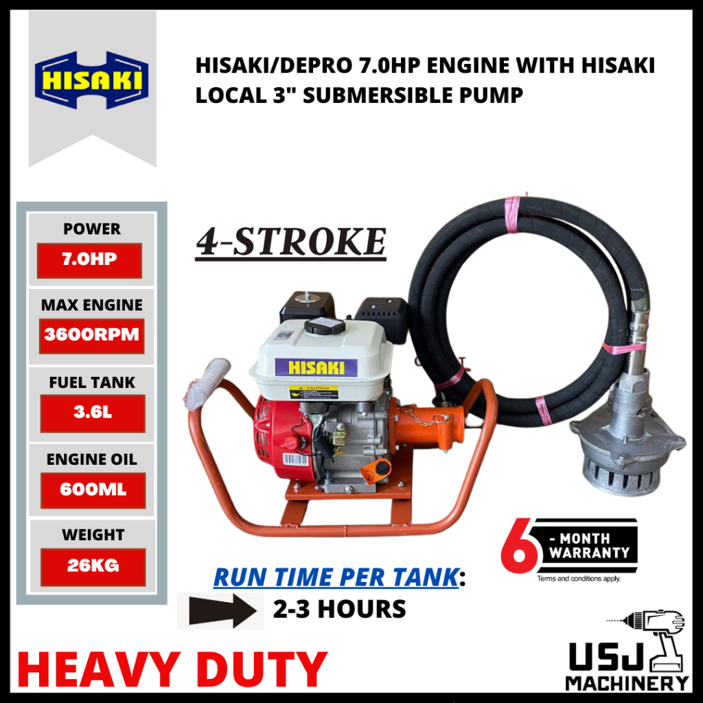 HISAKI/DEPRO 7.0HP Engine With HISAKI Local 3" Submersible Pump | 6 ...
