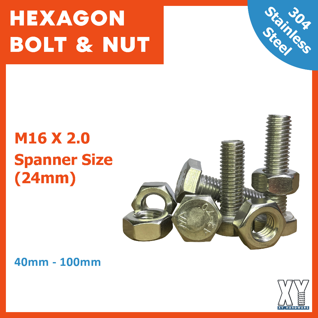 SUS 304 M16 Bolt And Nut/Skru dan Nat,Stainless Steel Bolt And Nut ...