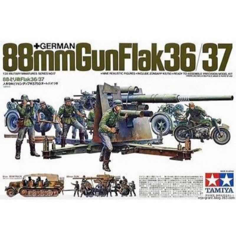 TAMIYA SCALE MODELS TANK #35017 - 1/35 GERMAN 88MM GUN FLAK36/37 [35017 ...