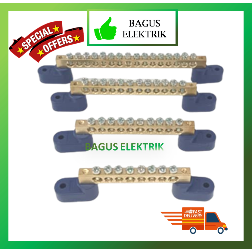 BRASS NEUTRAL LINK 30A SCREW BRASS BAR WITH BASE FOR DISTRIBUTION BOX ...