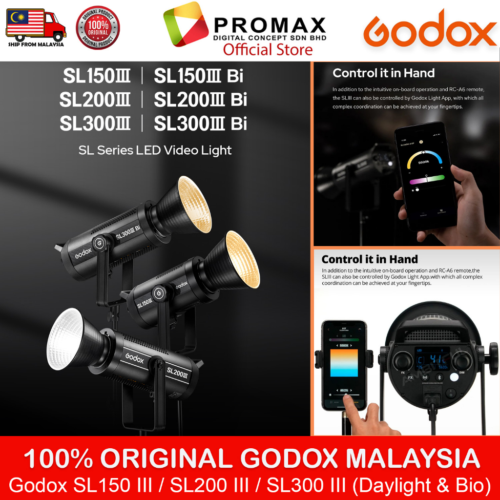 GODOX SL150III / SL200III / Daylight / Bi light Video Light Bowens ...
