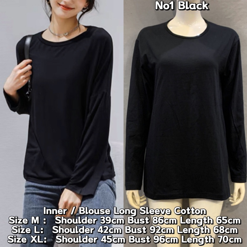 Casual Women Plain Inner Cotton / Long Sleeve Shirt Cotton | Shopee ...
