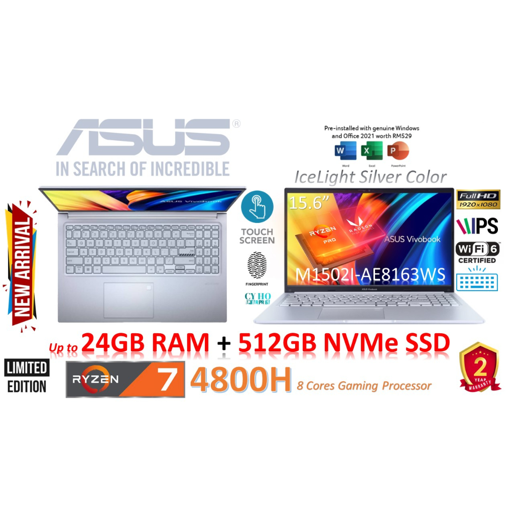 Asus Vivobook 15 M1502I 15.6'' FHD Touch/ Ryzen 7 4800H/ 24GB RAM ...