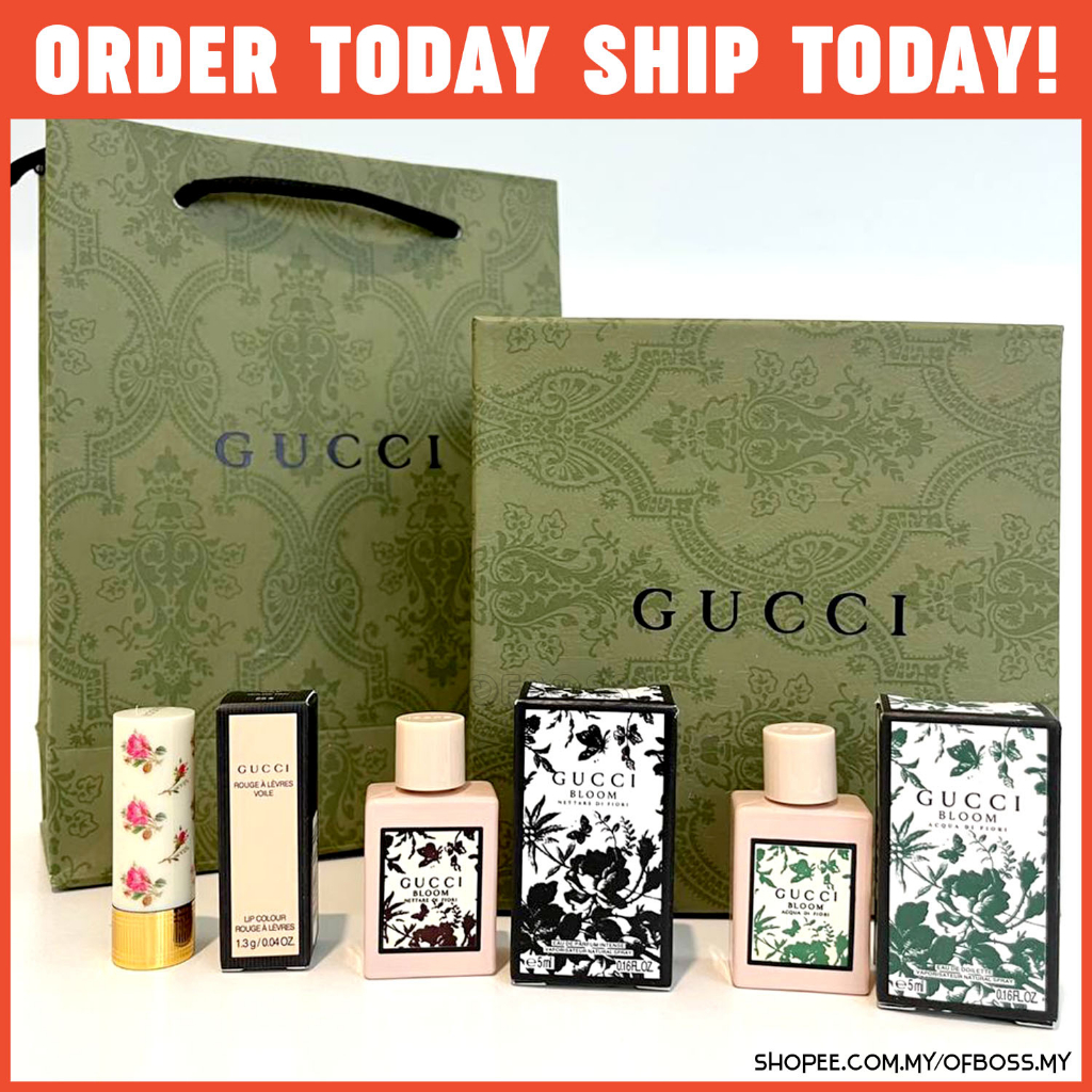 GUCCI MINI SET 3IN1 FOR WOMEN (2 PERFUME+LIPSTICK) | Shopee Malaysia