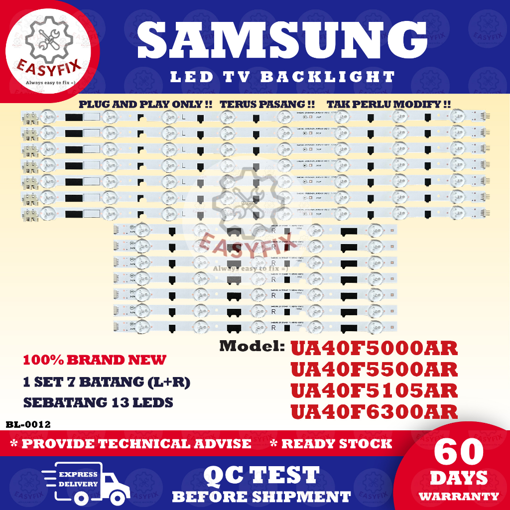 UA40F5000AR / UA40F5500AR / UA40F5105AR / UA40F6300AR SAMSUNG 40 INCH LED TV BACKLIGHT ( LAMPU ...