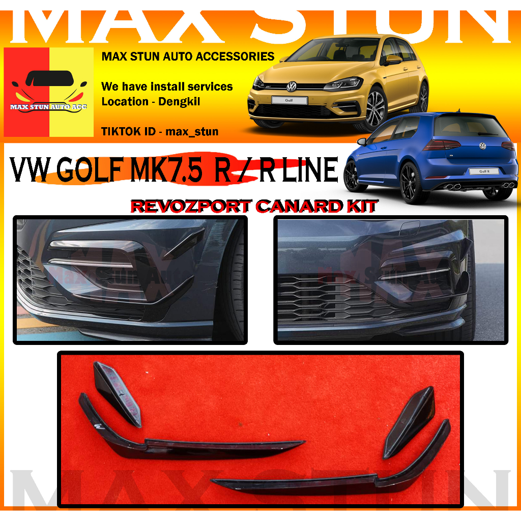 VOLKSWAGEN GOLF MK7.5 GOLF R MK7.5 GOLF R LINE CANARD FINS BUMPER WING ...