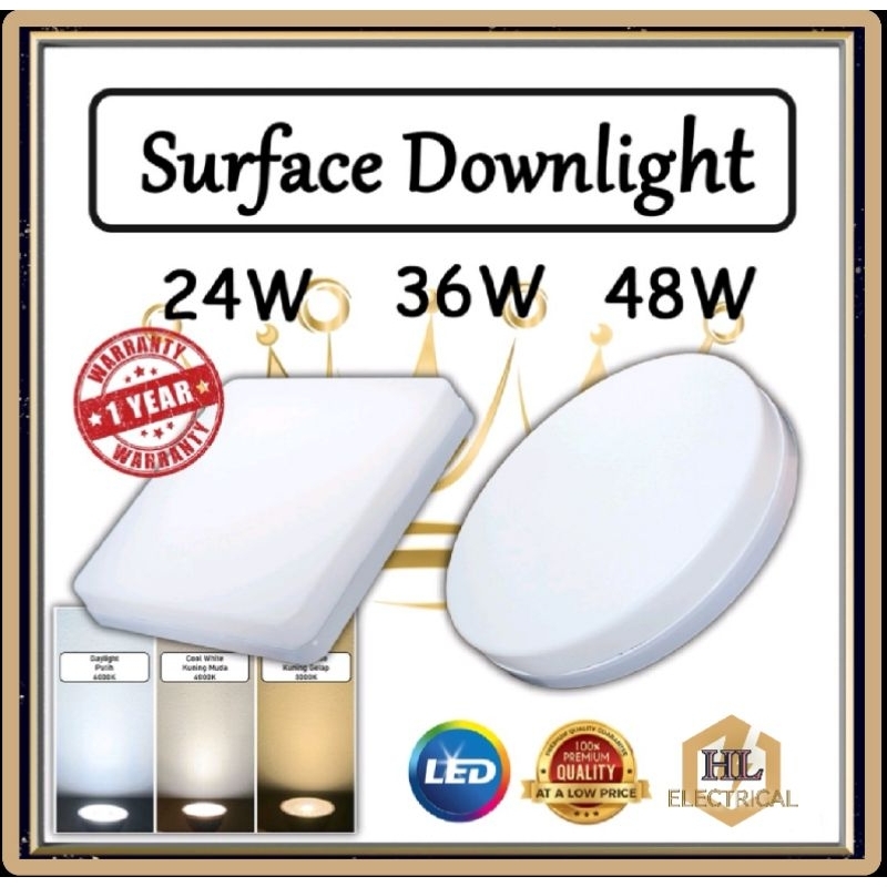 LED SURFACE DOWNLIGHT 6/8/12/ INCH 24W 36W 48W (EXTRA BRIGHT) | Shopee Malaysia