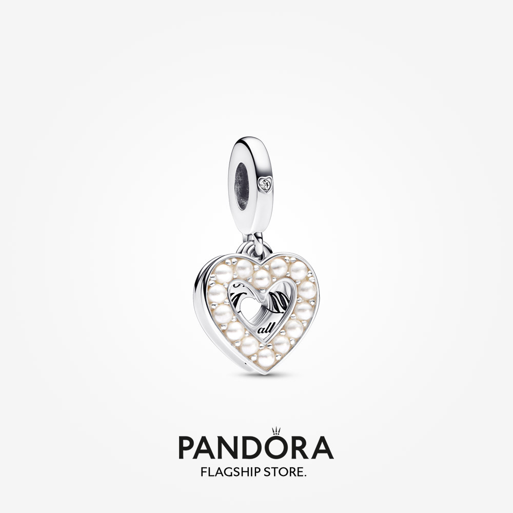 Pandora Pearlescent White Heart Double Dangle Charm | Shopee Malaysia