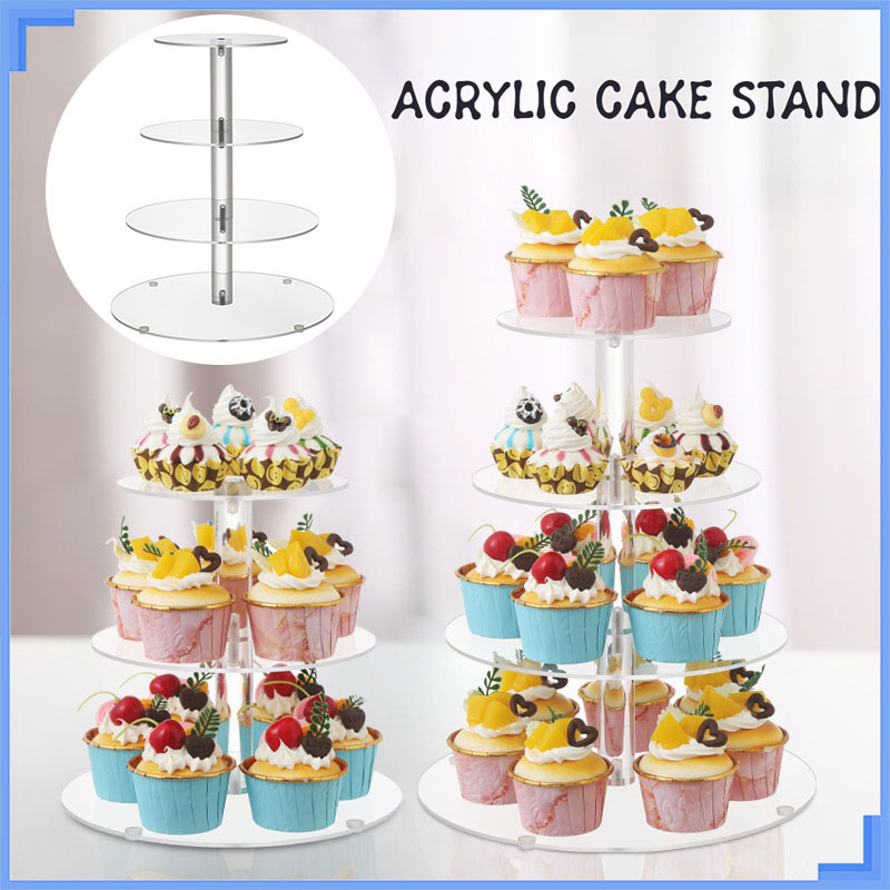 3/4/5/6 Tier Transparent Acrylic Cake Stand Wedding Birthday Party ...