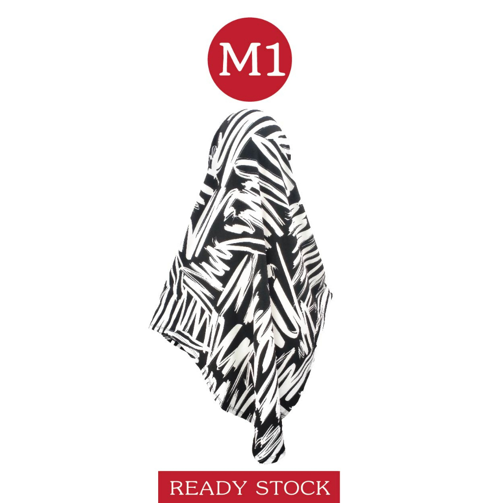 M1 Hijabs Tudung Instant Printed Corak Premium Colourful Batik Flower ...