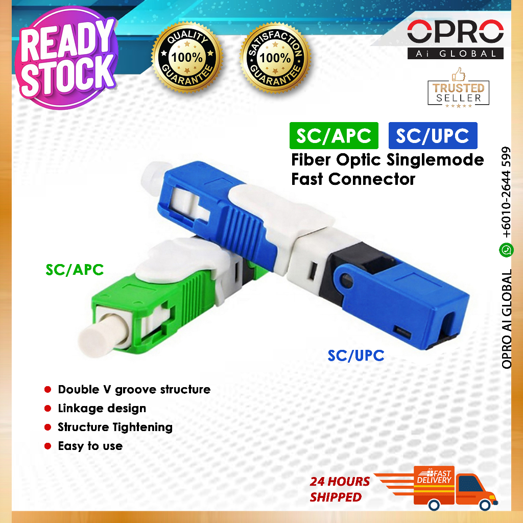 [1Click Type] Fiber Optic Singlemode SC/UPC & SC/APC Fast Connector ...