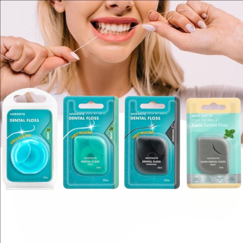 Watsons Dental Floss Mint Charcoal Green Tea Mint Satin 10m/50m ...