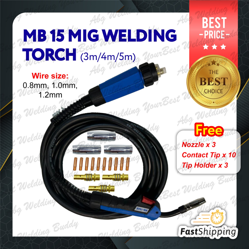 MB15 MIG Welding Torch SET (FREE FULL SET SPAREPART) | Shopee Malaysia