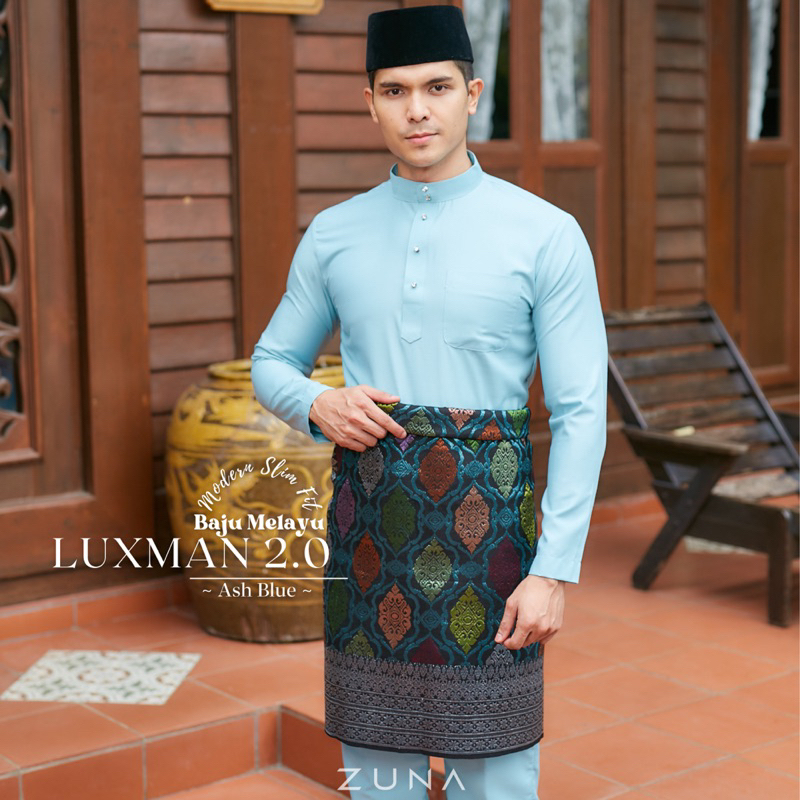 ASH BLUE | Baju Melayu Slim Fit version LUXMAN premium cotton by Zuna ...