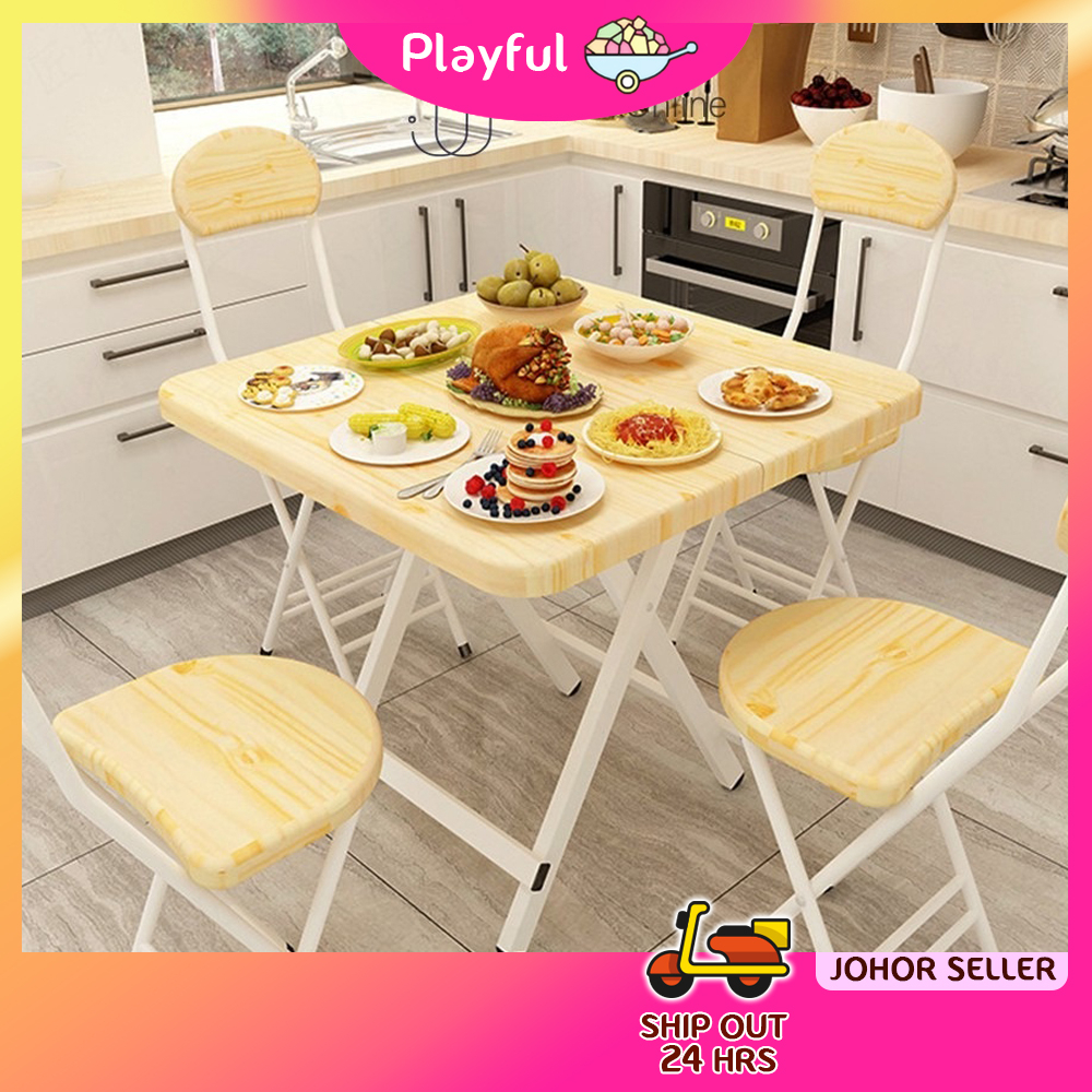 【PLAYFUL】Foldable Easy Carry Small Dining Table Square Table Folding ...