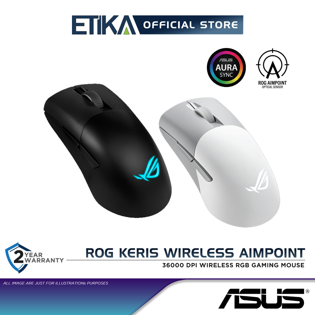 Asus P709 ROG Keris Wireless AimPoint | 75-gram Wireless RGB Gaming Mouse | Anti-slip ROG ...
