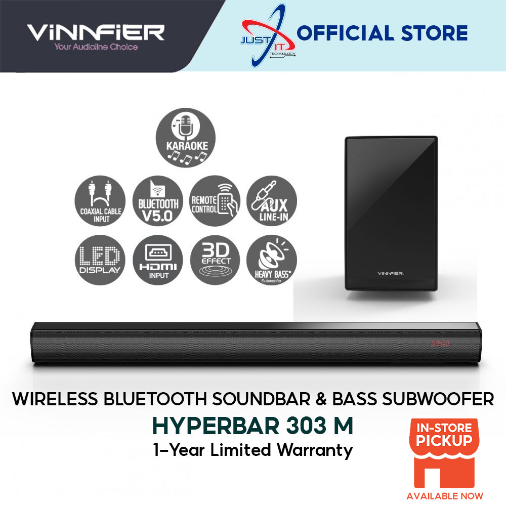 VINNFIER HYPERBAR 303 M WIRELESS BLUETOOTH SOUNDBAR & BASS SUBWOOFER ...