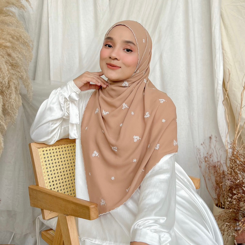DARA Tudung Sulam Klasik Instant Shawl Chiffon Dua Muka Double Loop ...